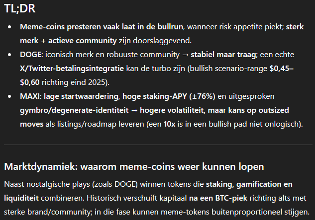 ChatGPT Voorspelt DOGE Vs MAXI - Beste Meme Coin Eind 2025